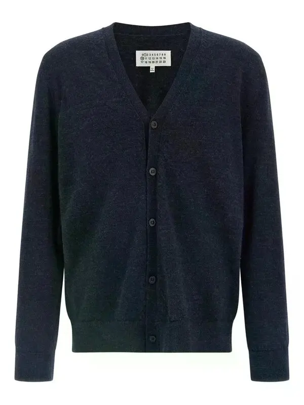 MAISON MARGIELA Elbow-patch V-neck Cardigan - Blue