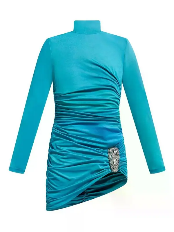 AREA Crystal-embellished Draped Mini Dress