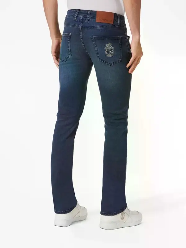 BILLIONAIRE Embroidered-logo Straight-cut Jeans - Blue
