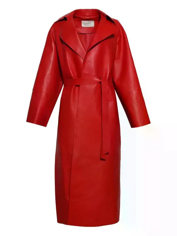 Magda Butrym Belted Leather Coat - Red