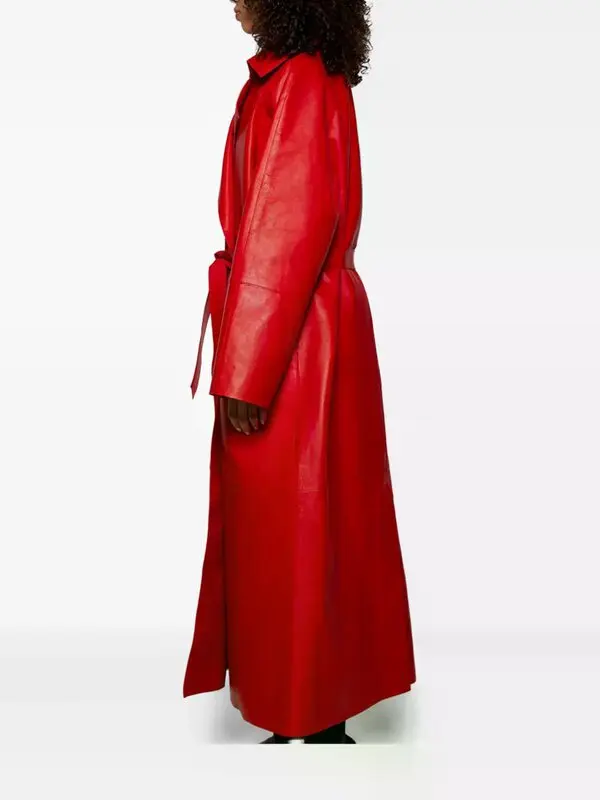 Magda Butrym Belted Leather Coat - Red