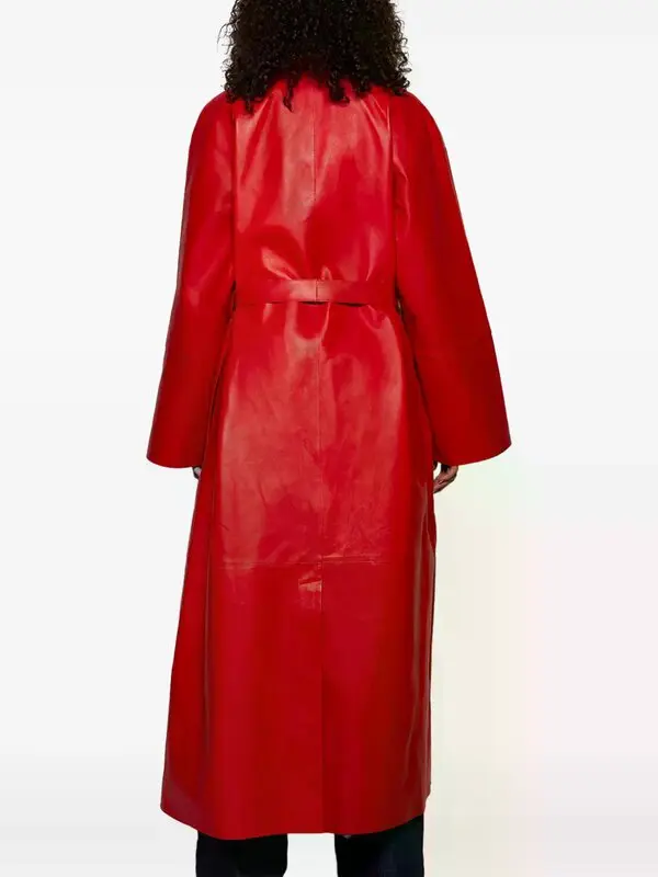 Magda Butrym Belted Leather Coat - Red