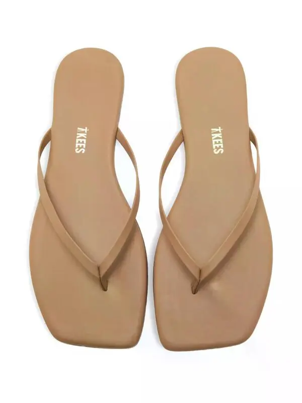 Tkees Leather Square-toe Flat Sandals - Brown
