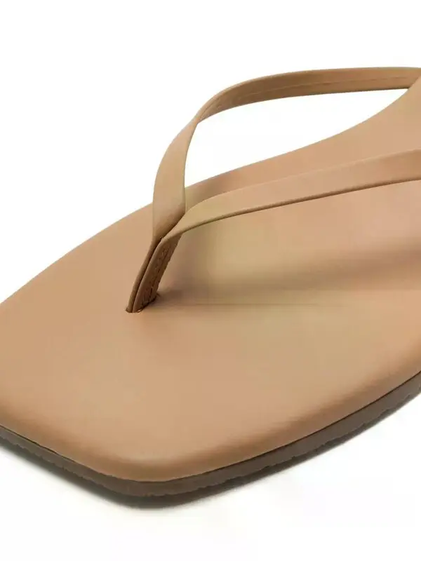 Tkees Leather Square-toe Flat Sandals - Brown