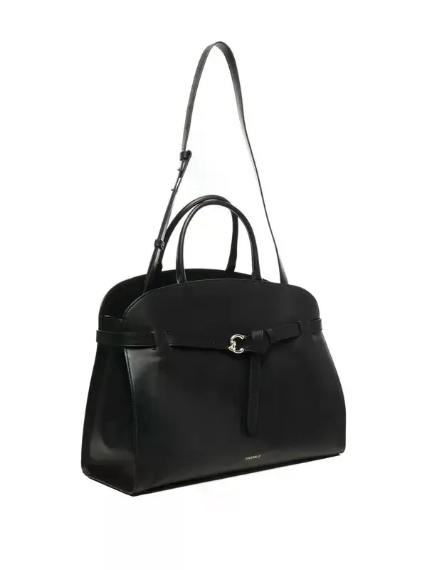 COCCINELLE Medium Sabine Belted Cowhide Tote Bag - Black
