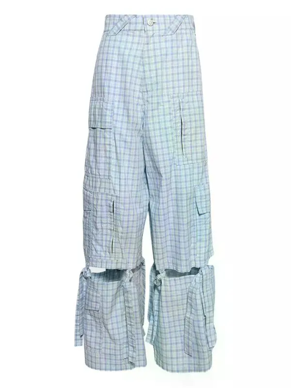 Natasha Zinko Checked-pattern Cargo Trousers - Blue