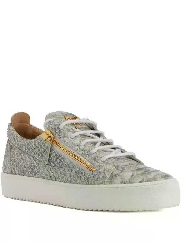 GIUSEPPE ZANOTTI Frankie Snakeskin-effect Sneakers - Grey