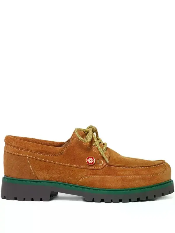 Casablanca Lace-up Suede Boat Shoes - Brown