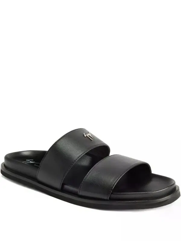GIUSEPPE ZANOTTI Urbaner Double-strap Leather Sandals - Black