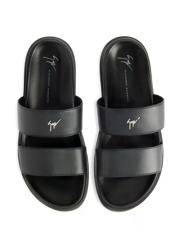 GIUSEPPE ZANOTTI Urbaner Double-strap Leather Sandals - Black