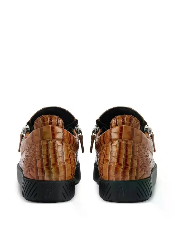 GIUSEPPE ZANOTTI Frankie Crocodile-effect Low-top Sneakers - Brown