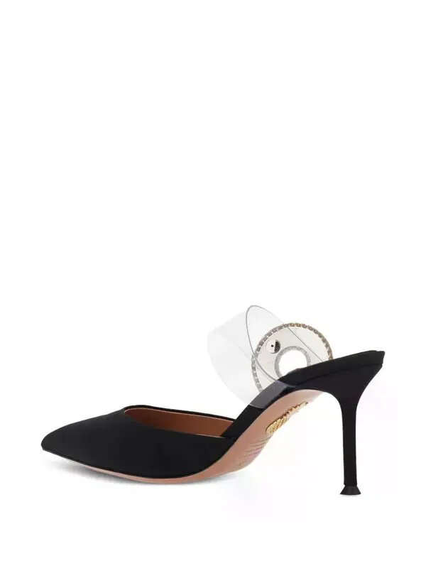 AQUAZZURA 75mm Crystal Hoop Pointed-toe Mules - Black