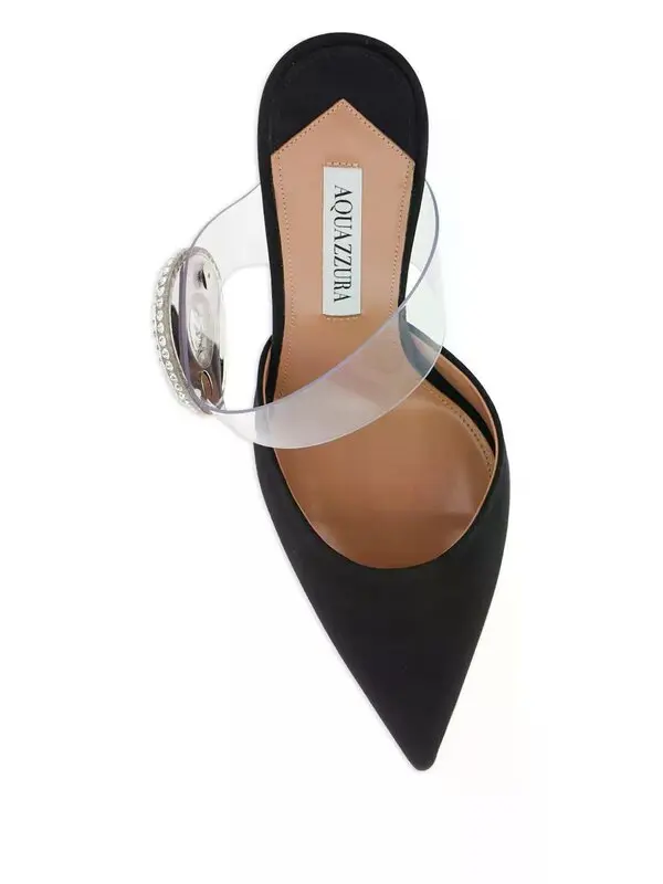 AQUAZZURA 75mm Crystal Hoop Pointed-toe Mules - Black