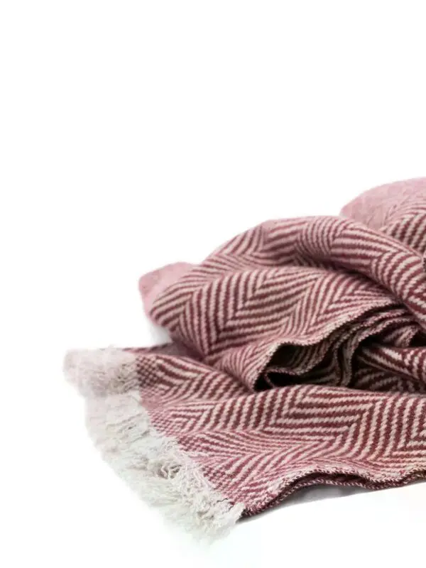 Brunello Cucinelli Herringbone-pattern Cashmere Scarf - Red