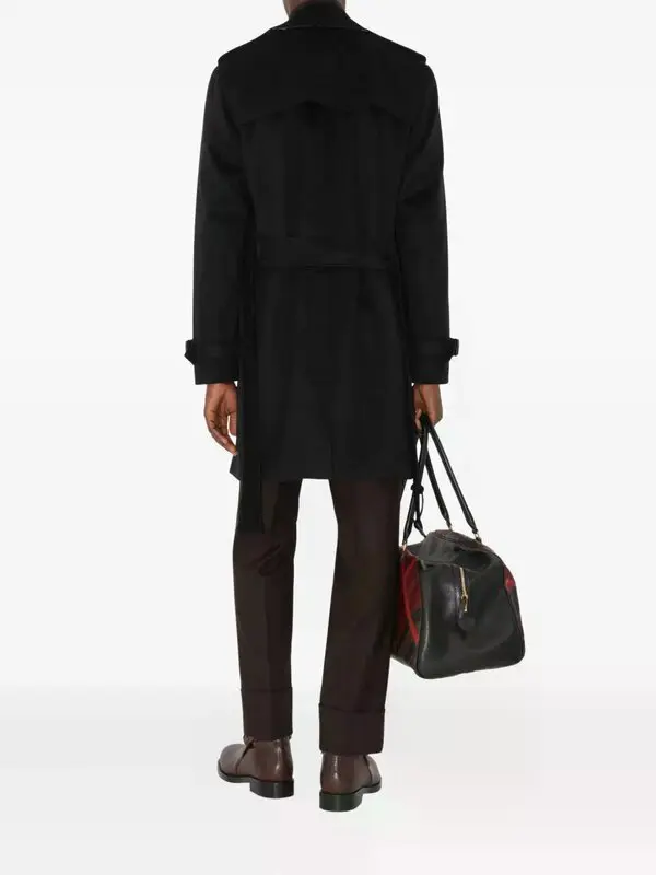 Burberry Belted Double-breasted Cashmere Trench Coat - Black