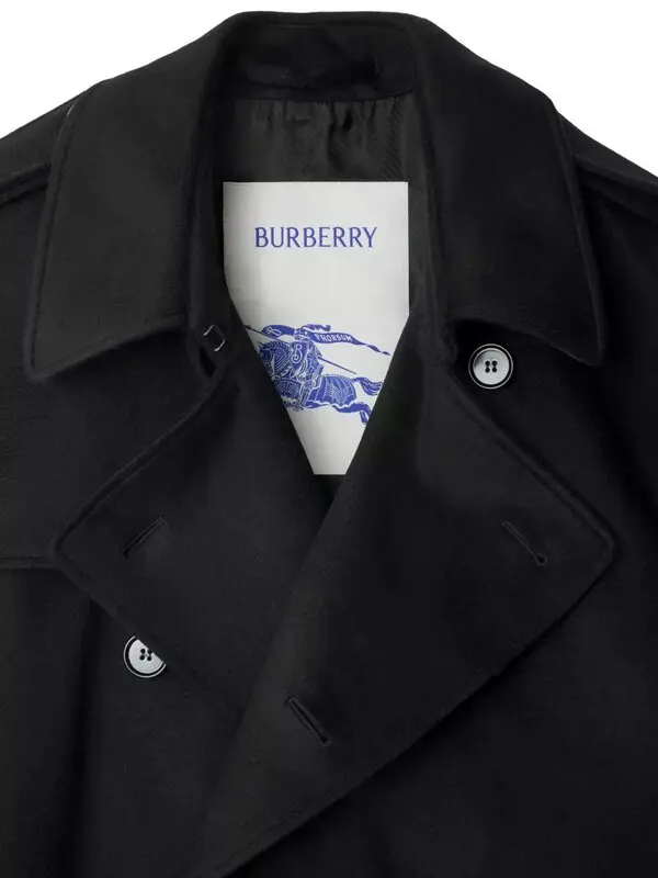 Burberry Belted Double-breasted Cashmere Trench Coat - Black