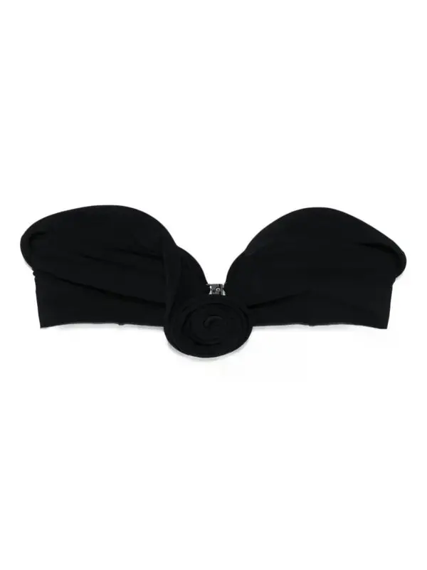 Magda Butrym Rose-appliqué Strapless Bikini Top - Black