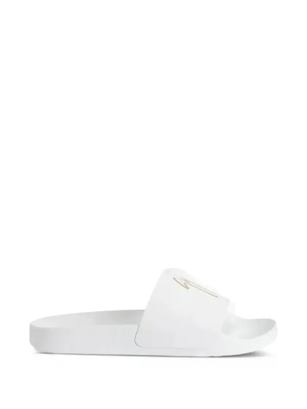 GIUSEPPE ZANOTTI Brett Leather Logo Slides - White