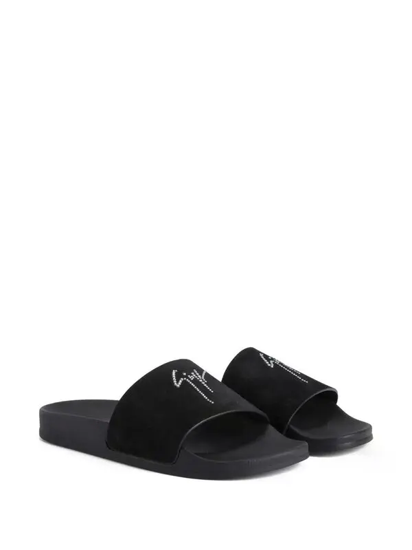GIUSEPPE ZANOTTI Crystal-embellished Slides - Black