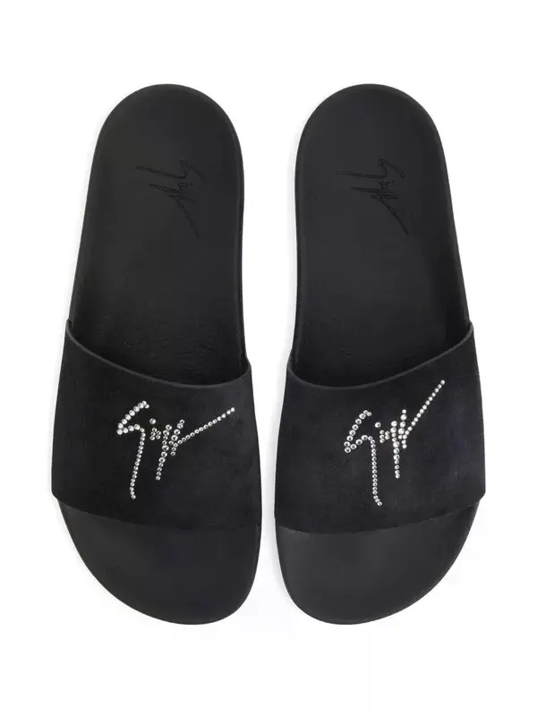 GIUSEPPE ZANOTTI Crystal-embellished Slides - Black