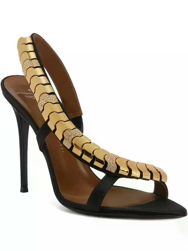 GIUSEPPE ZANOTTI 105mm Dafne Satin Slingback Sandals - Black