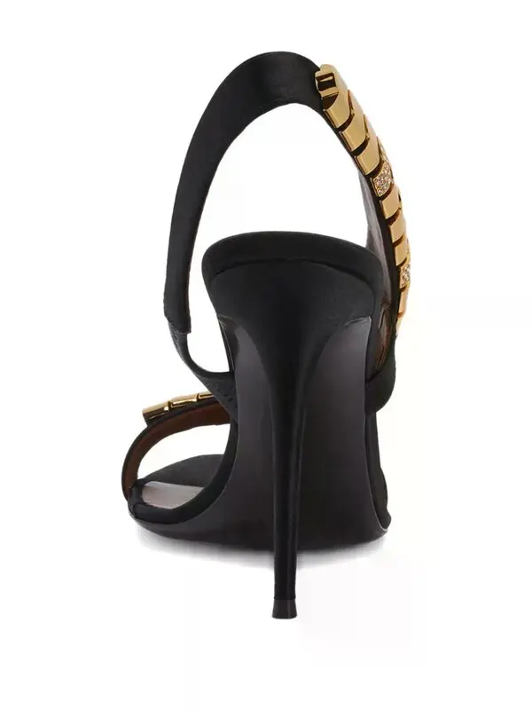 GIUSEPPE ZANOTTI 105mm Dafne Satin Slingback Sandals - Black