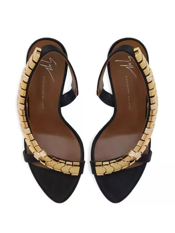 GIUSEPPE ZANOTTI 105mm Dafne Satin Slingback Sandals - Black