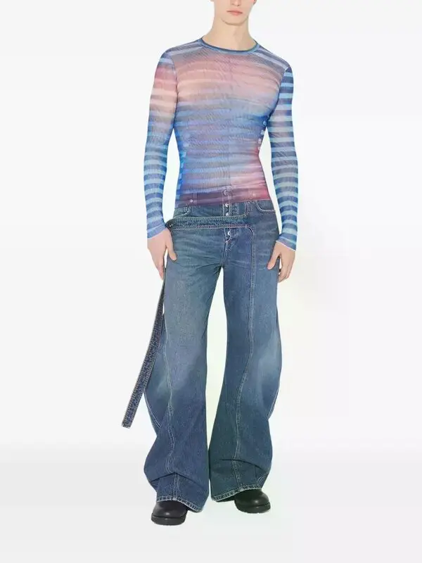 JEAN PAUL GAULTIER Striped Long Sleeve Top - Blue