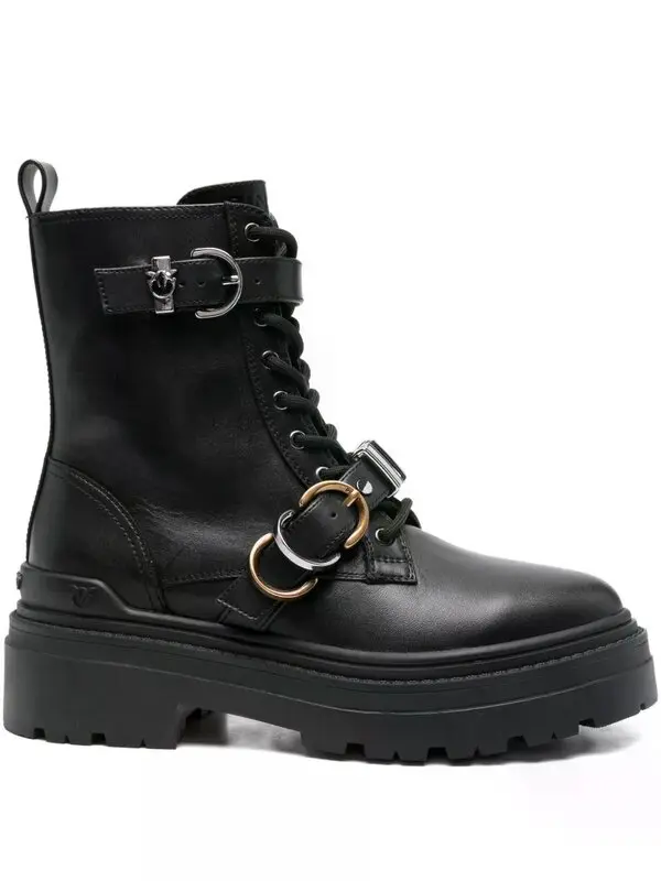 Pinko Leather Combat Boots
