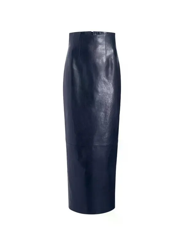 Khaite Pencil Leather Skirt - Blue