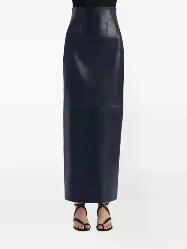 Khaite Pencil Leather Skirt - Blue