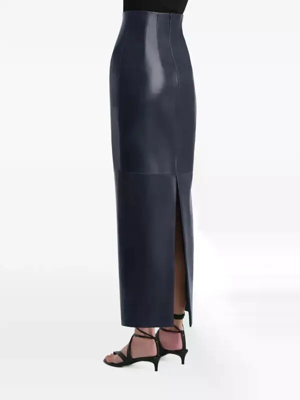 Khaite Pencil Leather Skirt - Blue