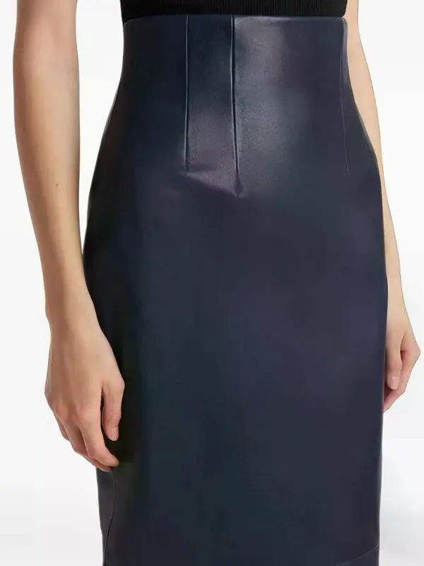 Khaite Pencil Leather Skirt - Blue