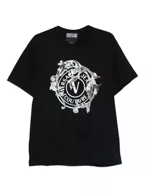 Versace Porcelain Barocco-print Cotton T-shirt - Black