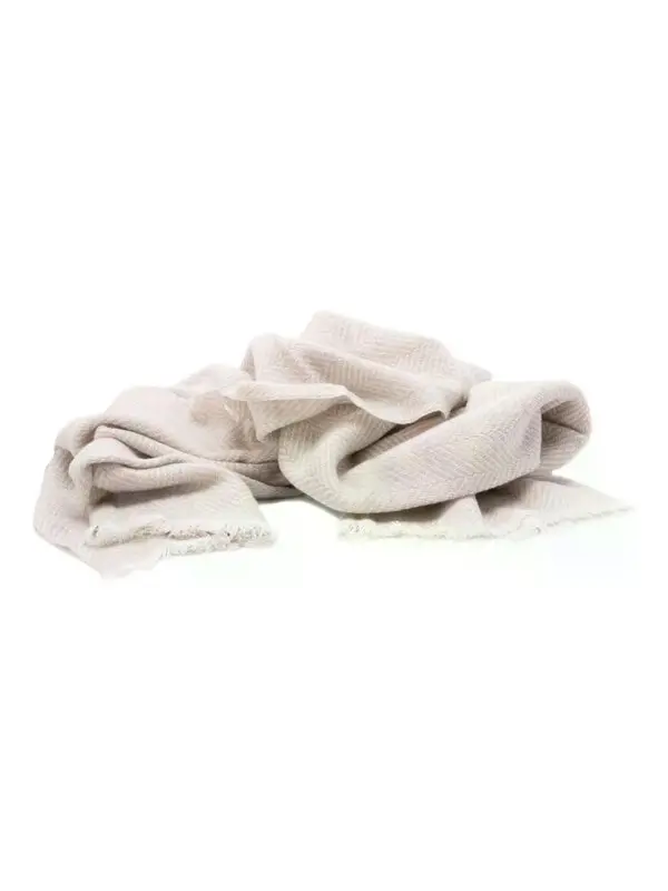 Brunello Cucinelli Herringbone Cashmere Scarf - Neutrals
