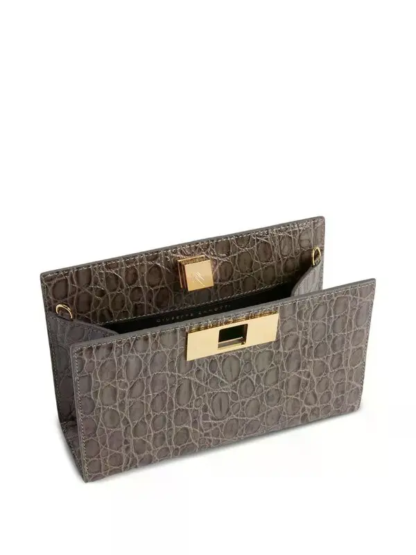 GIUSEPPE ZANOTTI Annhita Crocodile-embossed Clutch - Grey