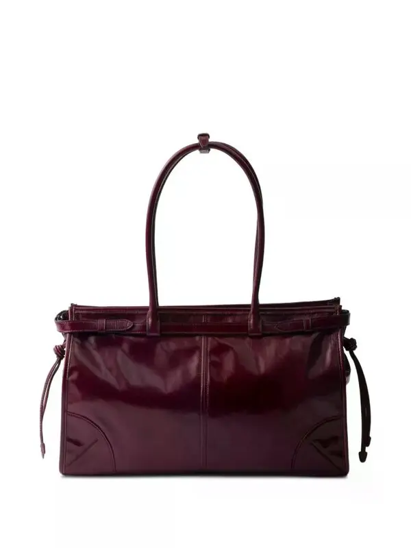 Prada Large Bonnie Leather Tote Bag - Red