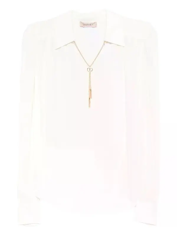 TWINSET Chain-embellished Polo Blouse - White