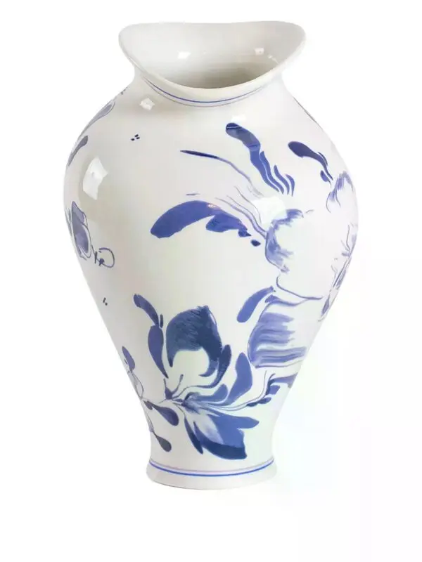 SELETTI Floral-print Porcelain Vase - White