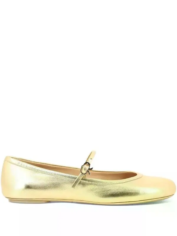 GIANVITO ROSSI Buckle-strap Round-toe Ballet Flats - Yellow