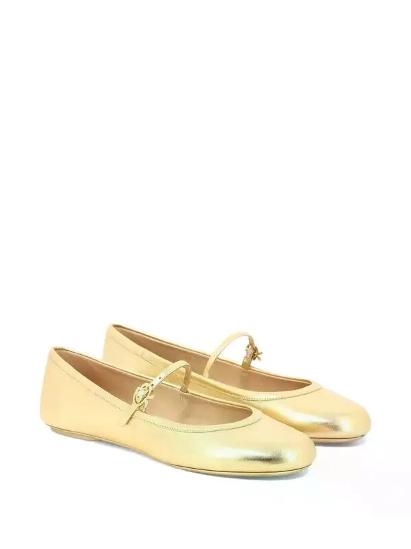 GIANVITO ROSSI Buckle-strap Round-toe Ballet Flats - Yellow