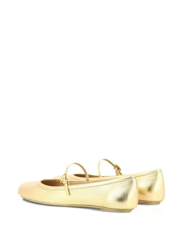 GIANVITO ROSSI Buckle-strap Round-toe Ballet Flats - Yellow