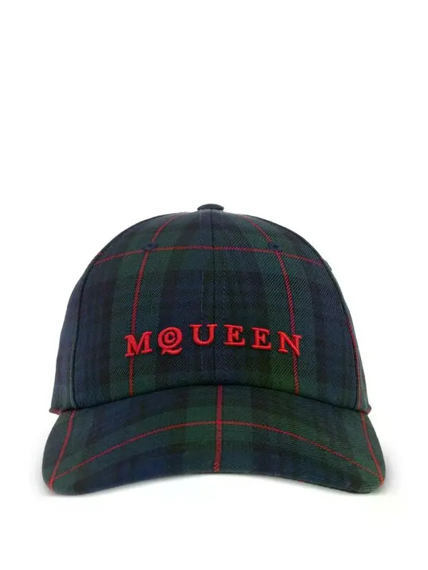 Alexander McQueen Plaid Logo Cap - Blue
