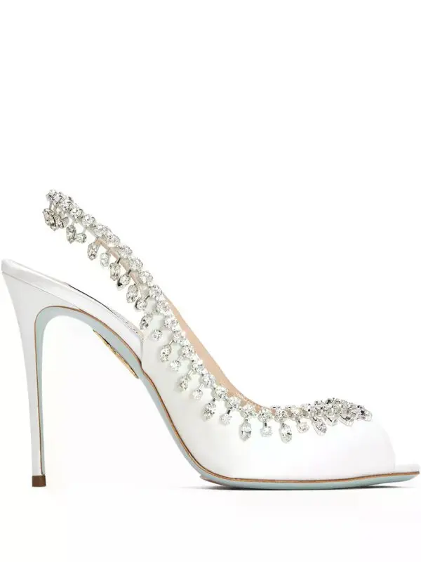 AQUAZZURA 105mm Temptation Crystal-embellished Slingback Sandals - White