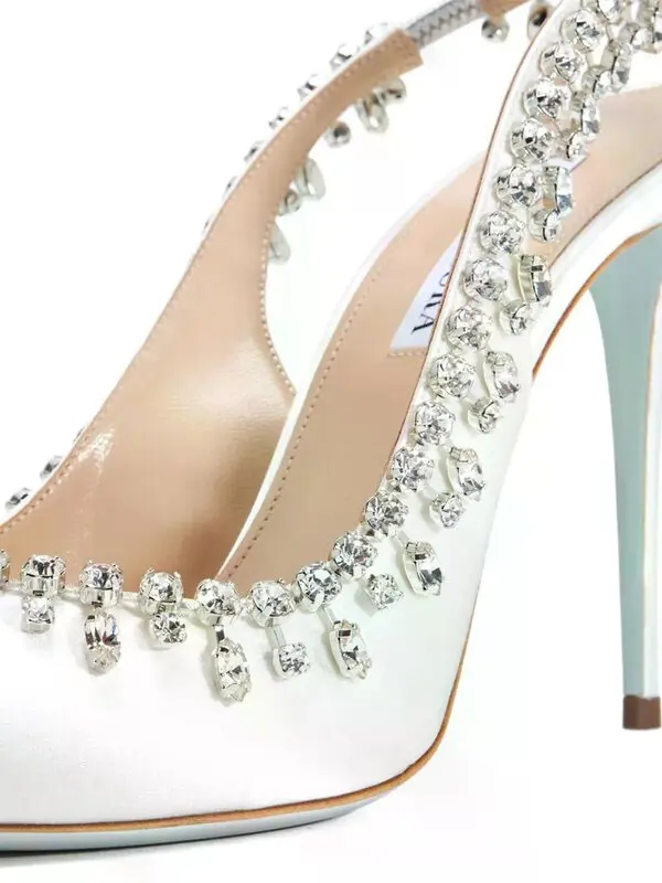 AQUAZZURA 105mm Temptation Crystal-embellished Slingback Sandals - White