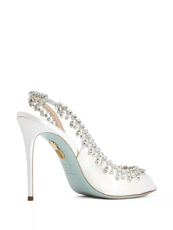 AQUAZZURA 105mm Temptation Crystal-embellished Slingback Sandals - White