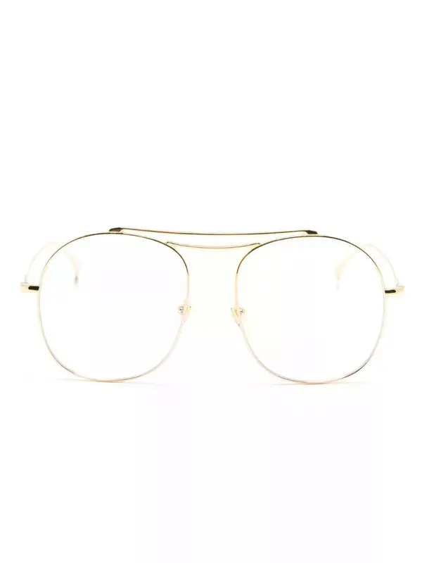 Gucci Logo-engraved Pilot-frame Eyeglasses - Gold