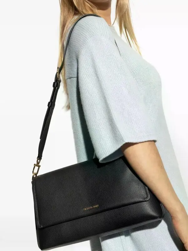 Michael Kors Flap-detail Leather Shoulder Bag - Black