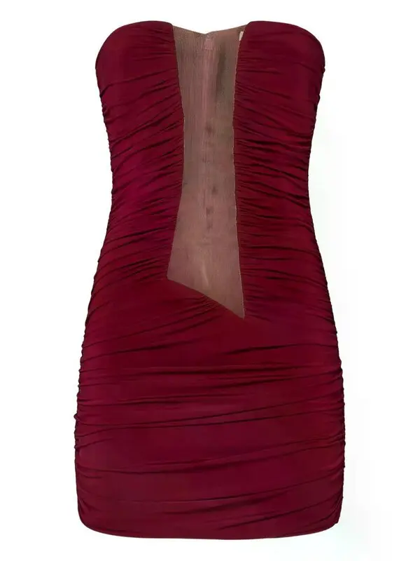 NENSI DOJAKA Draped Mesh-panel Mini Dress - Red