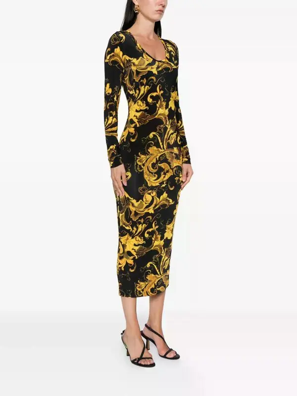 Versace Barocco-print Midi Dress
